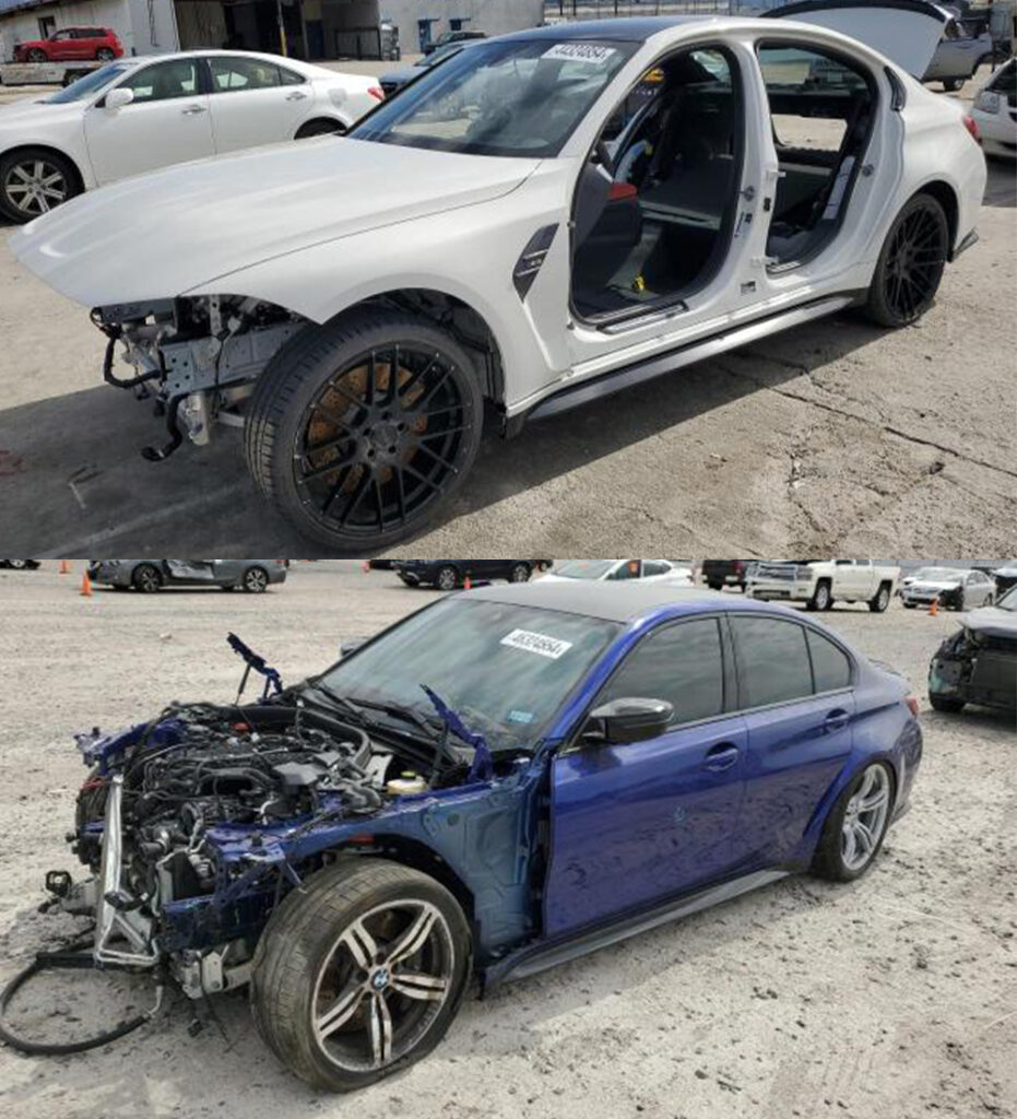 20 recently crashed BMW G80 M3s on Copart.