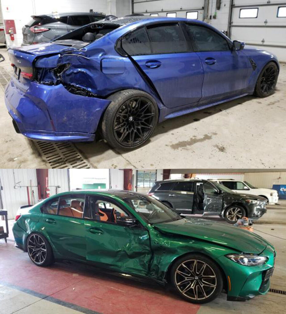 20 recently crashed BMW G80 M3s on Copart.