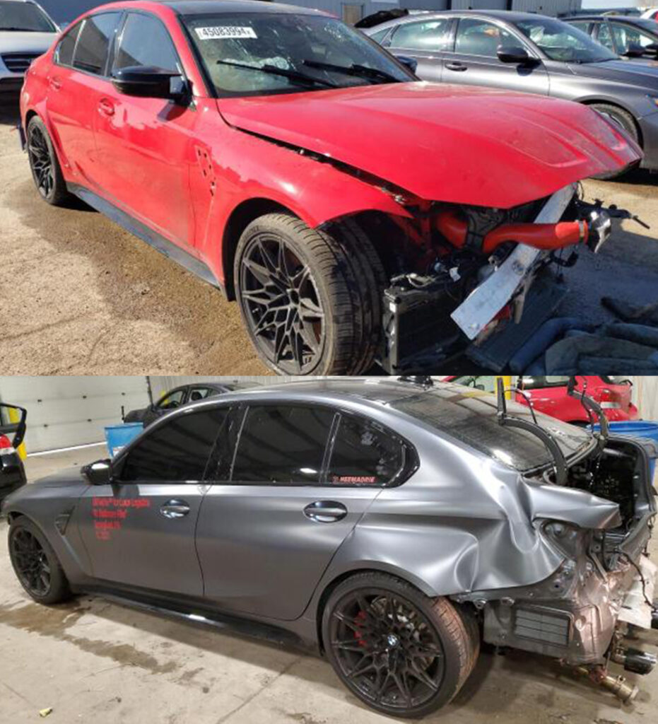 20 recently crashed BMW G80 M3s on Copart.