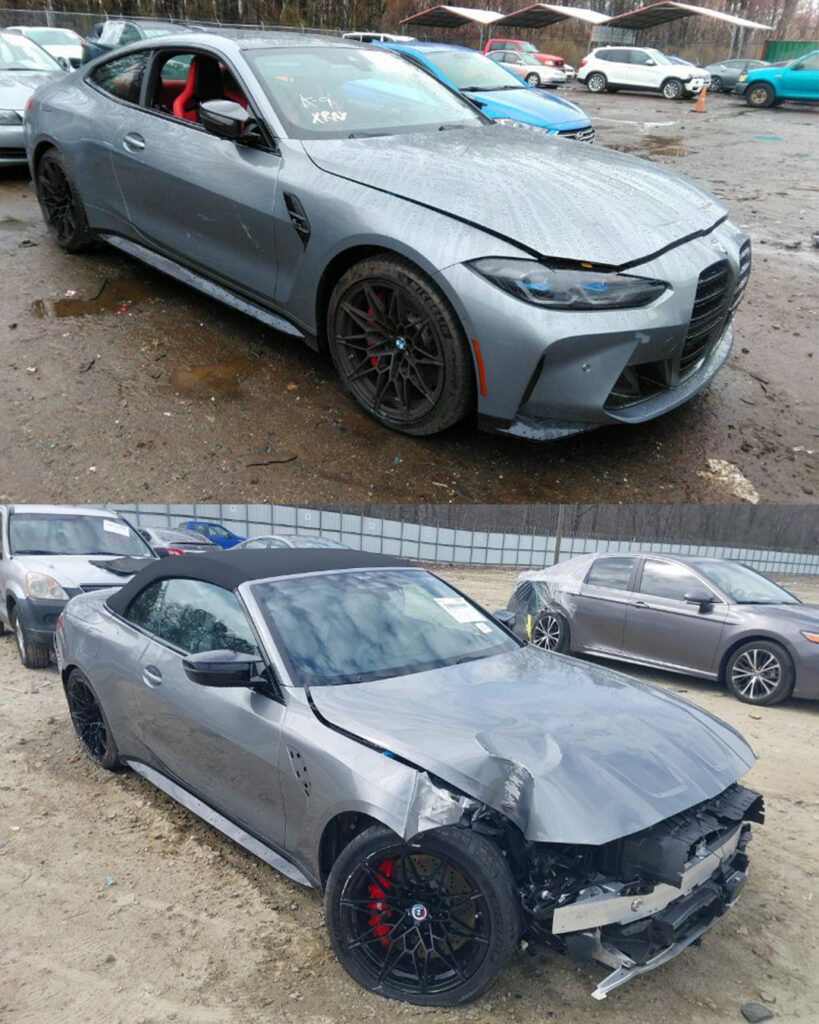 20 recently crashed BMW G82 M4s for sale on the market.