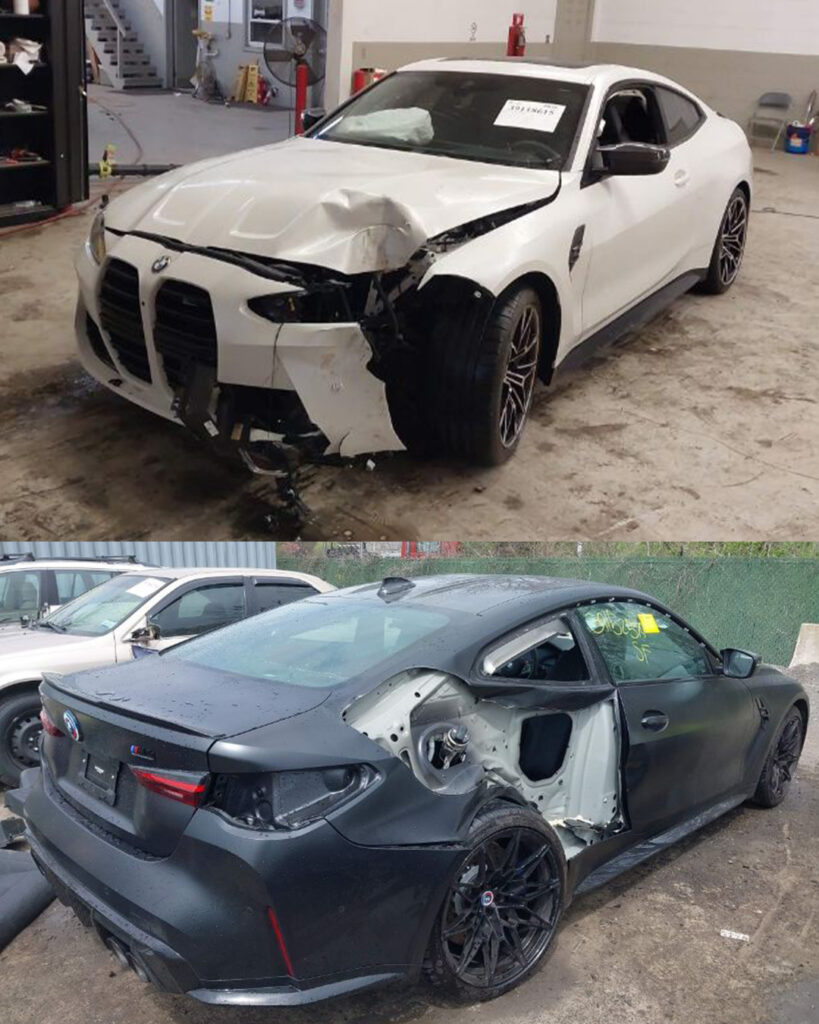 20 recently crashed BMW G82 M4s for sale on the market.