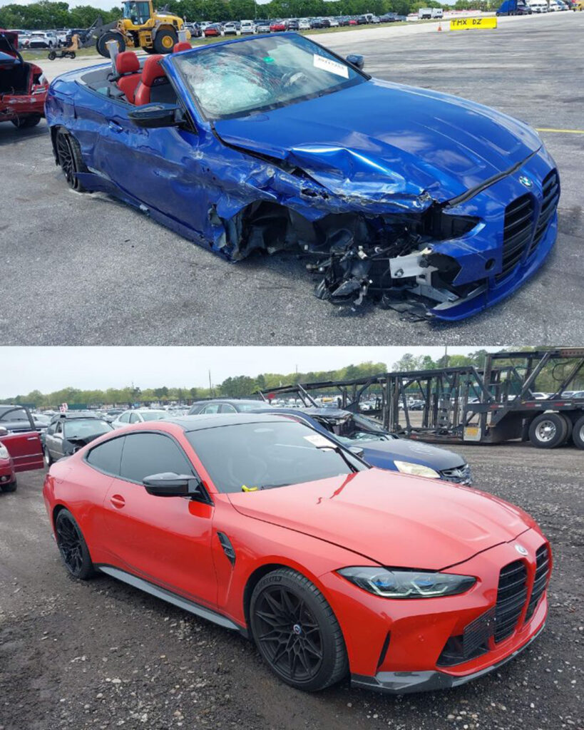 20 recently crashed BMW G82 M4s for sale on the market.